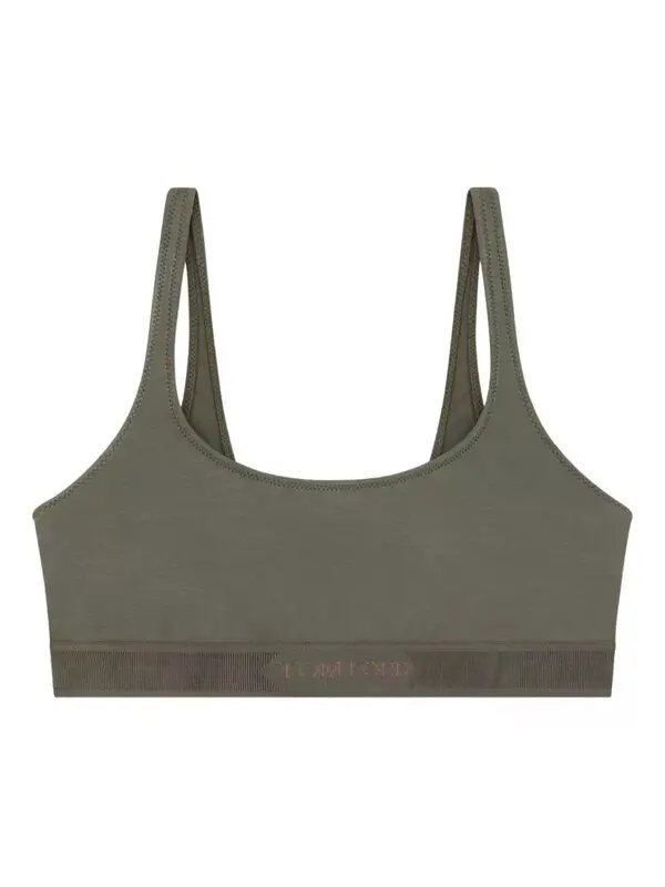 TOM FORD Ribbed Logo-detail Bra - Green