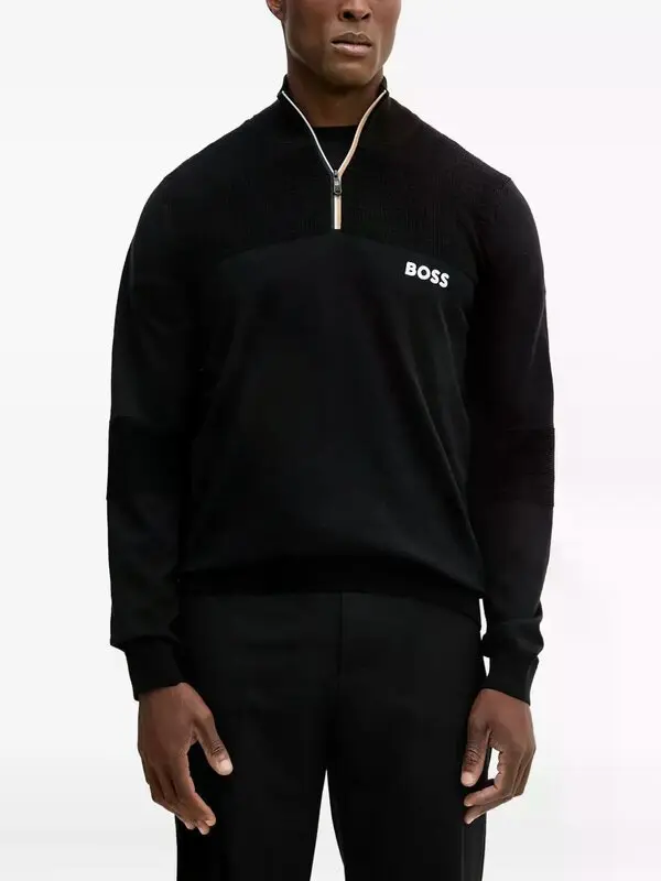 BOSS Logo-print Zip-up Sweater