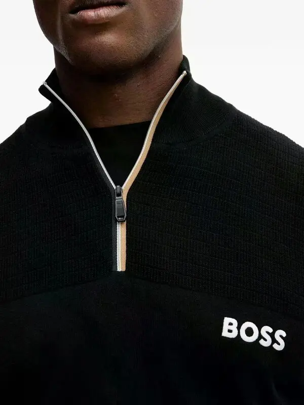 BOSS Logo-print Zip-up Sweater