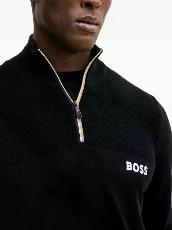 BOSS Logo-print Zip-up Sweater