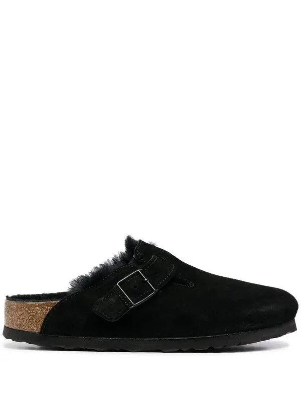 BIRKENSTOCK Boston Shearling Suede Slippers