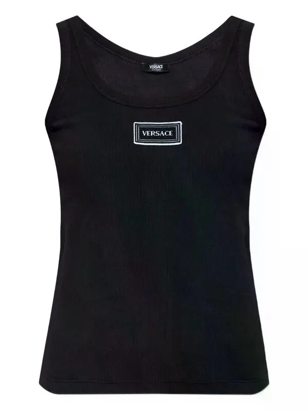 Versace Logo-patch Tank Top - Black