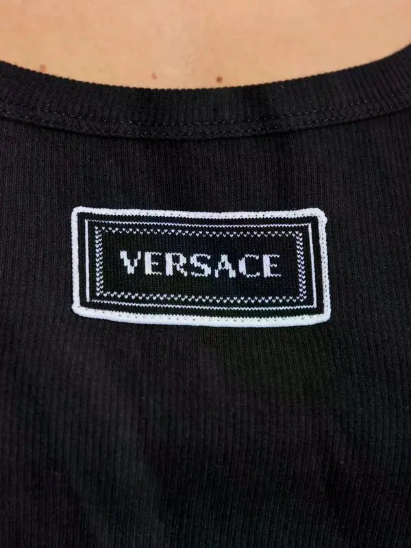Versace Logo-patch Tank Top - Black