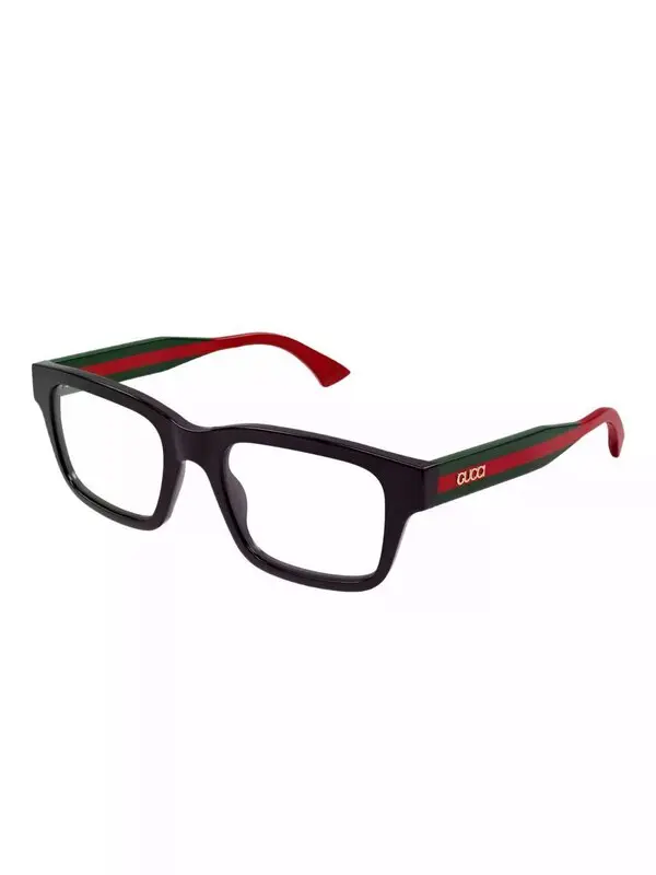 Gucci Web Stripe Rectangle Eyeglasses