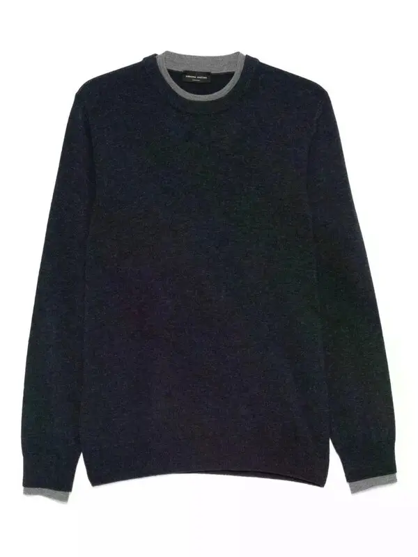 ROBERTO COLLINA Contrast-trim Knit Sweater - Blue