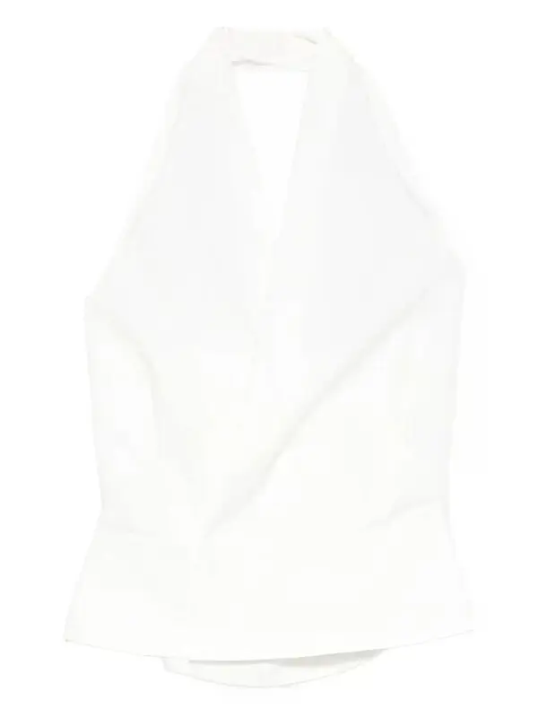 ST. AGNI Halter Tie-back Top - White
