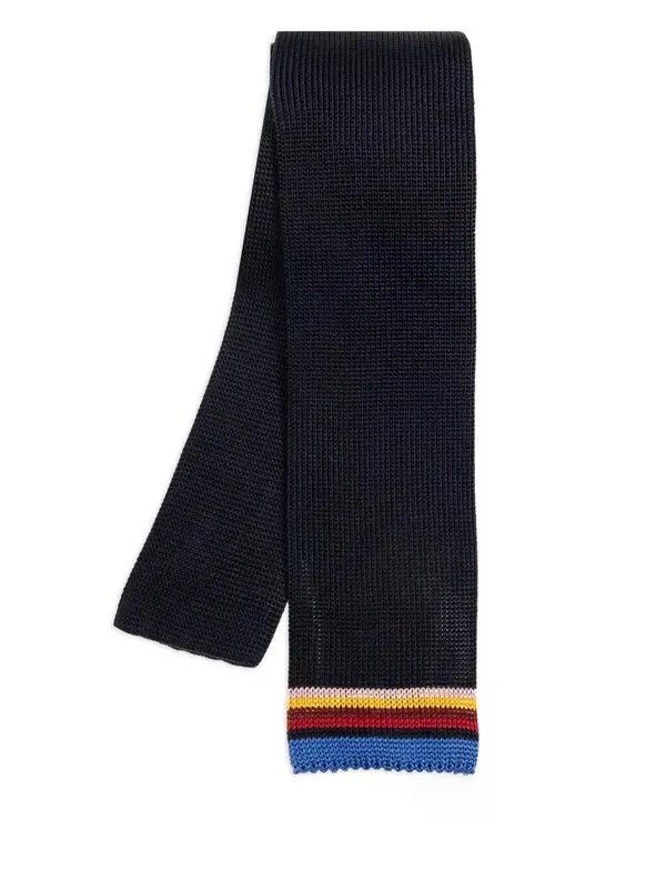 Paul Smith Striped Silk Neck Tie - Blue