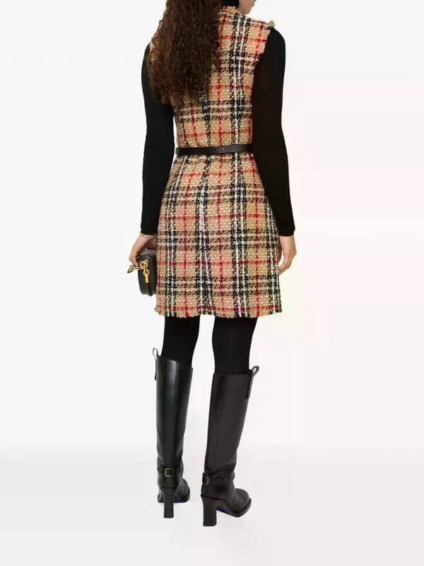 Burberry Checked Mini Dress - Neutrals