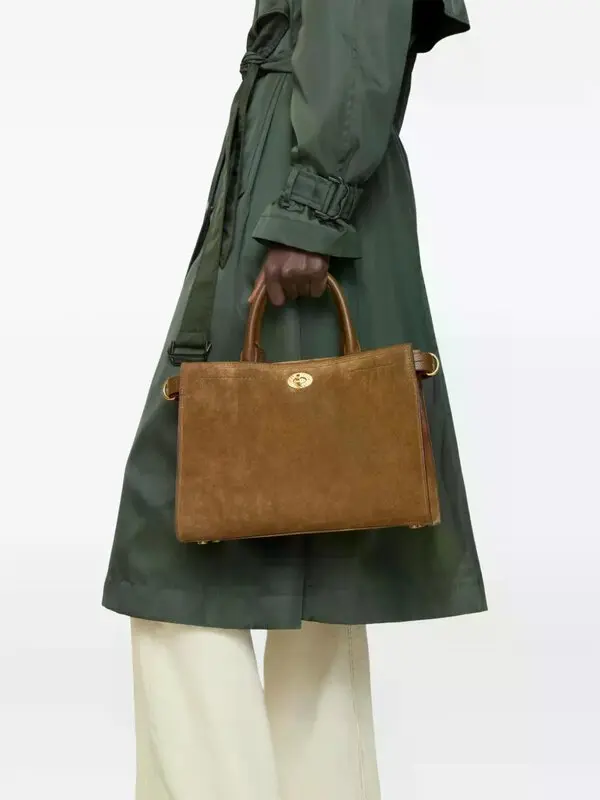 Burberry Small Suede Tote Bag - Brown