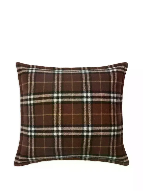 Burberry Checked Cashmere Cushion - Brown
