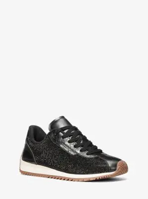 Michael Kors Rhodes Embellished Leather Trainer - Black