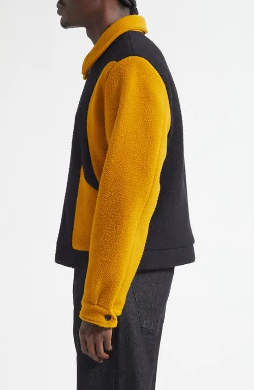 SECOND / LAYER Corky Wool Fleece Zip-up Jacket - Black/mustard