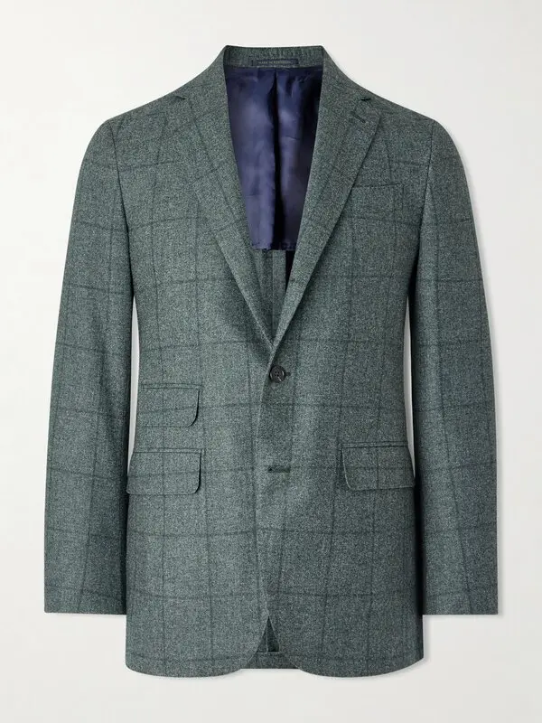 Sid Mashburn Virgil Checked Wool, Cotton And Cashmere-blend Blazer