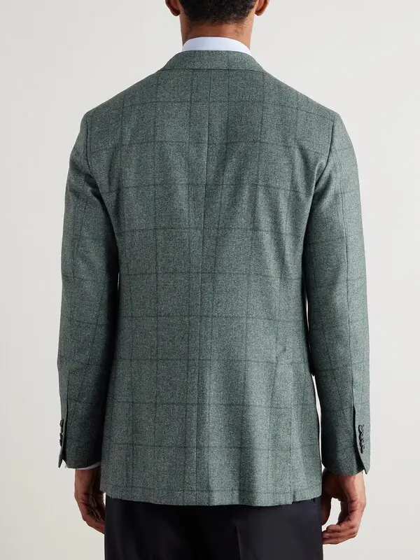 Sid Mashburn Virgil Checked Wool, Cotton And Cashmere-blend Blazer