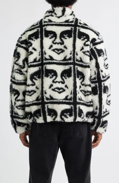 Obey Repeated Icon Insulated Fleece Zip Jacket