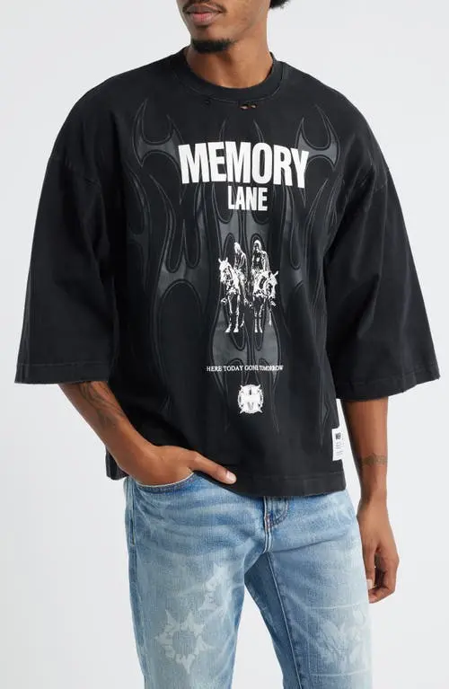 MEMORY LANE Storm Riders Oversize Cotton Jersey Graphic T-shirt - Black