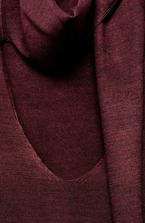 Mango V-neck Sweater With Attached Scarf - Wine