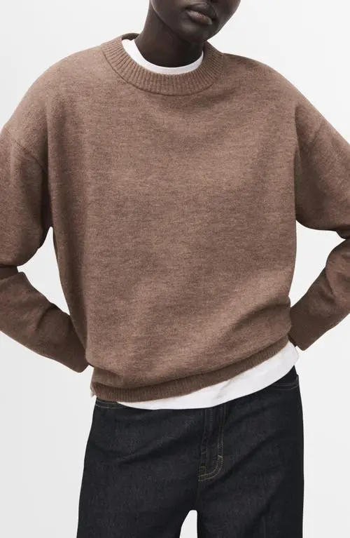 Mango Oversized Crewneck Sweater - Medium Brown