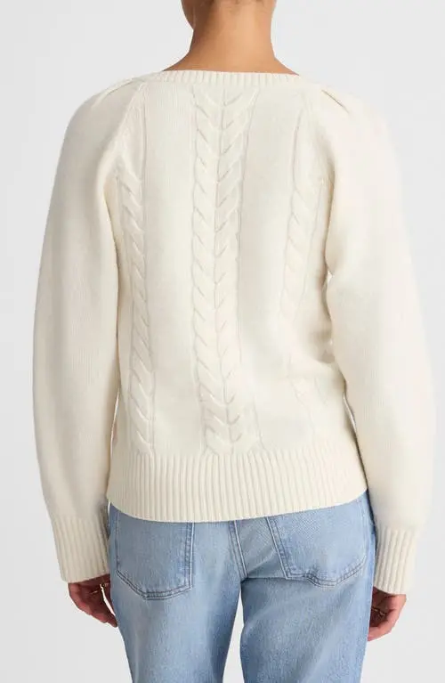 Madewell V-neck Merino Wool Cable-stitch Sweater - Arctic
