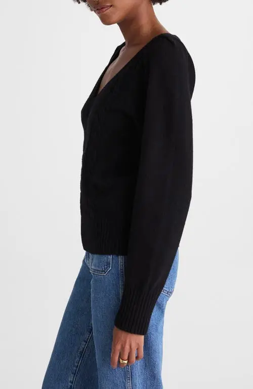 Madewell V-neck Merino Wool Cable-stitch Sweater