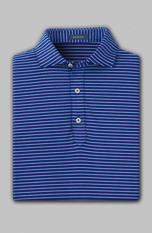 TURTLESON Clark Stripe Performance Polo - Navy/royal