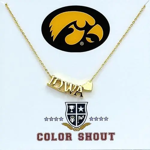 COLOR SHOUT University Of Iowa Gold Heart Necklace - Yellow Gold