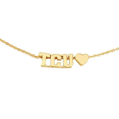 COLOR SHOUT Texas Christian University Gold Heart Necklace - Yellow Gold