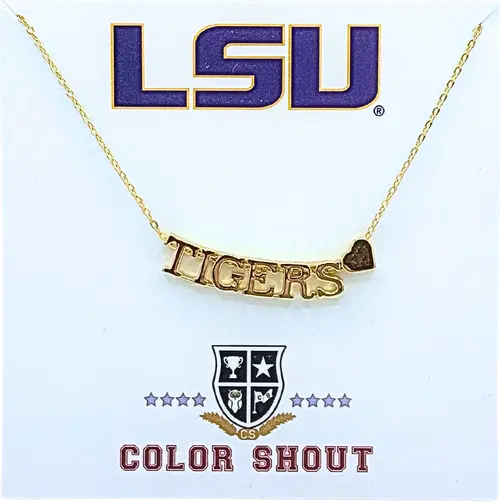COLOR SHOUT Louisiana State University Heart Necklace - Yellow Gold