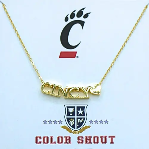 COLOR SHOUT University Of Cincinnati Heart Pendant Necklace - Yellow Gold