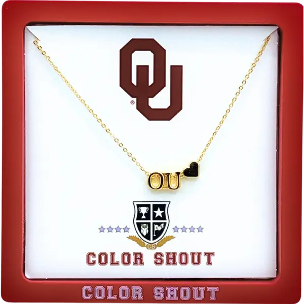 COLOR SHOUT University Of Oklahoma Heart Necklace - Yellow Gold