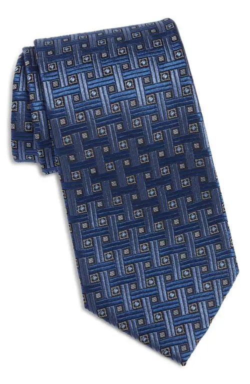 Nordstrom Geometric Jacquard Silk Neck Tie - Navy