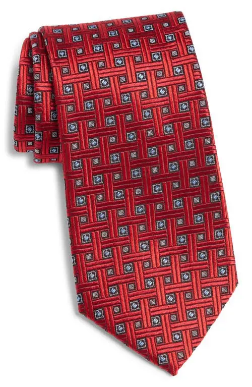 Nordstrom Geometric Jacquard Silk Neck Tie - Red