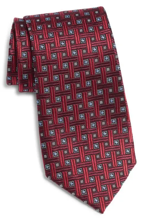Nordstrom Geometric Jacquard Silk Neck Tie - Wine