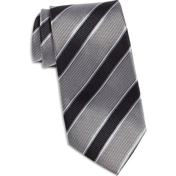 Nordstrom Stripe Jacquard Silk Neck Tie - Silver