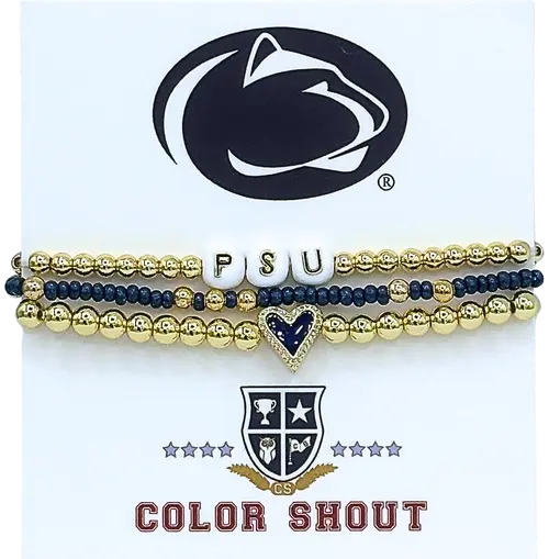 COLOR SHOUT Penn State Bracelet Stack - Yellow Gold