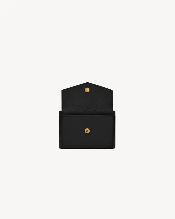Saint Laurent Uptown Flap Card Case In Grain De Poudre Leather