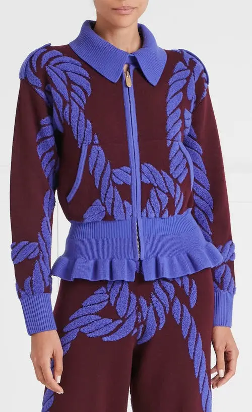 TEMPERLEY LONDON Rope Knit Zip-up Jacket - Merlot