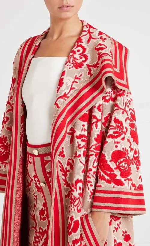 TEMPERLEY LONDON Francis Floral Jacquard Knit Cape