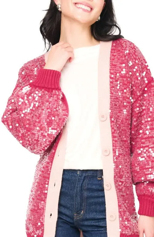 GIBSONLOOK Colorblock Sequin Cardigan