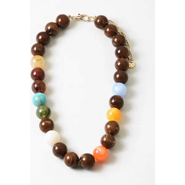 ERIN MCDERMOTT JEWELRY Resin Beaded Statement Necklace - Brown