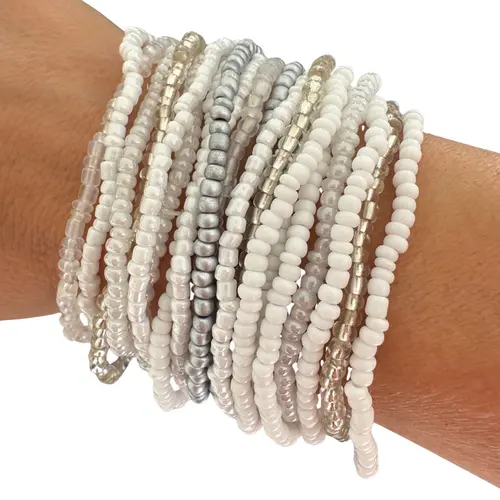 ERIN MCDERMOTT JEWELRY Beaded Bracelet Stack - White