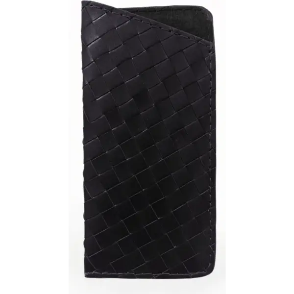 DEUX MAINS Woven Leather Sunglasses Case - Black