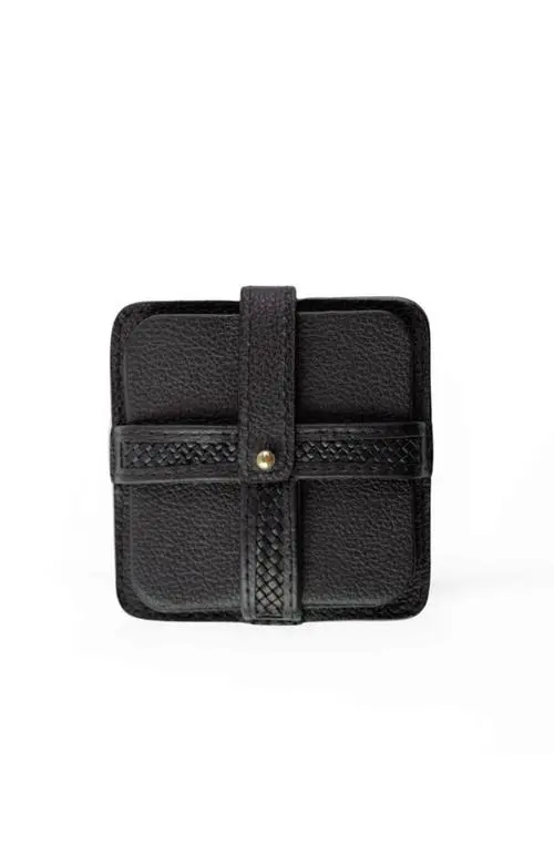 DEUX MAINS Woven Square Coasters - Black