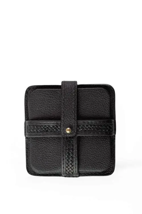 DEUX MAINS Woven Square Coasters - Black