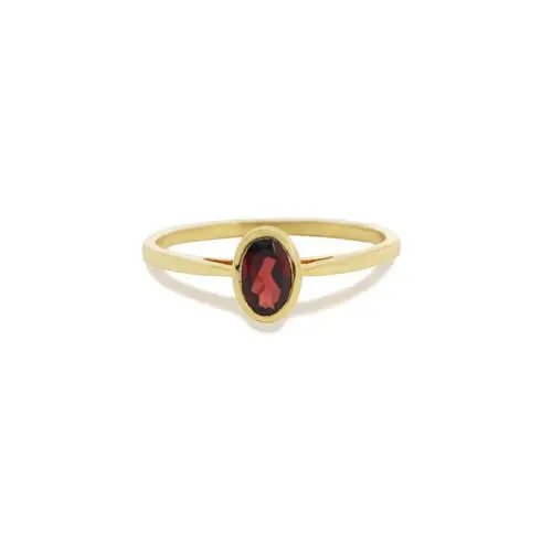 THE LOVERY FINE JEWELRY 14k Yellow Gold Bezel Ring - Garnet