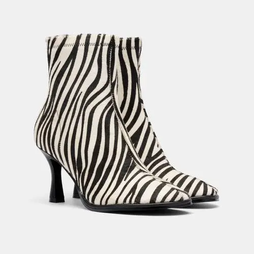 MARC NOLAN Gloria Stiletto Ankle Boots - Zebra