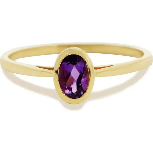 THE LOVERY 14k Yellow Gold Bezel Ring - Amethyst