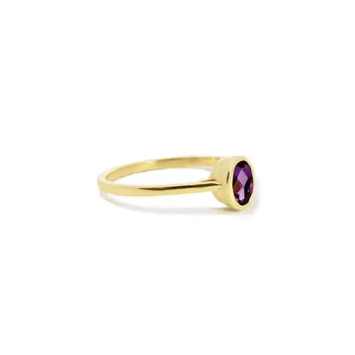 THE LOVERY 14k Yellow Gold Bezel Ring - Amethyst