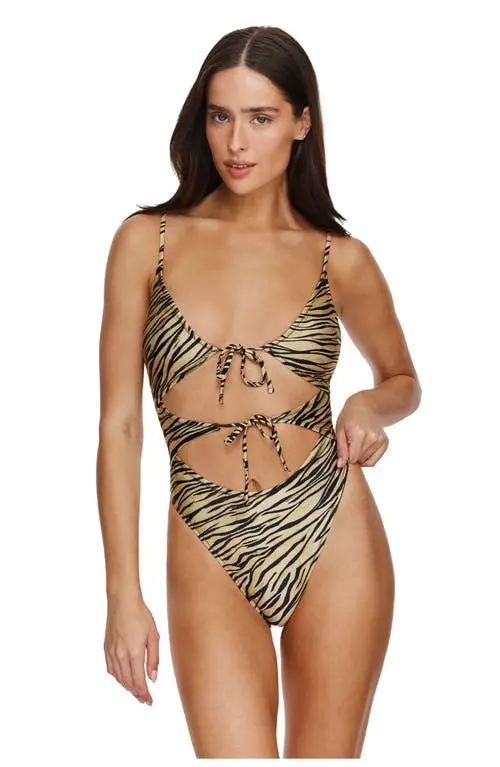 GOTTEX Wild One Cut Out Halter One Piece - Safari