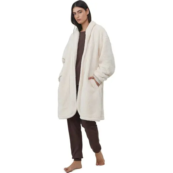 GOTTEX BEACH LIFE Cloud Fleece Open-front Cardigan - Ivory